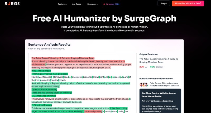 SurgeGraph Releases Free AI Humanizer Tool For Public Use