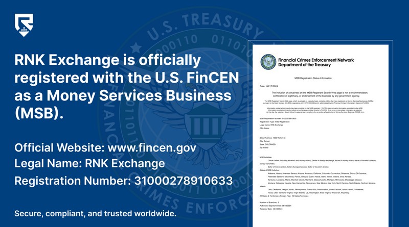 RNKEX Registers with U.S. FinCEN as an Official Money Services Business (MSB)